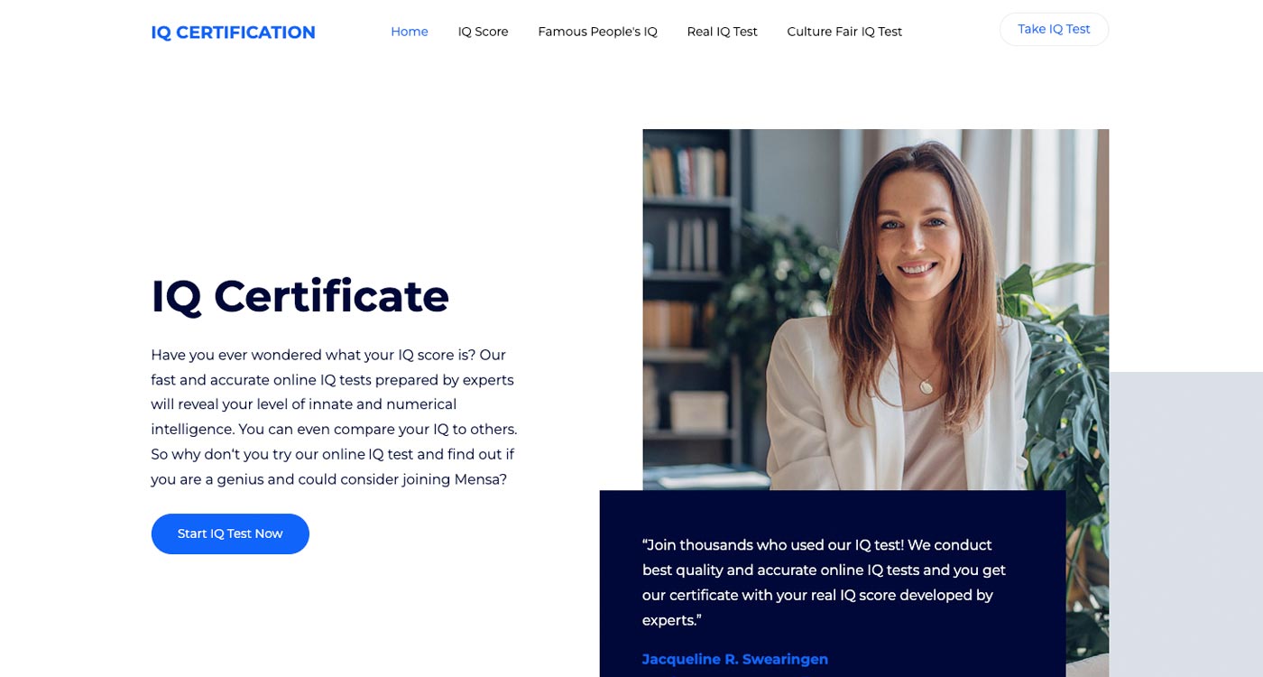 IQ Certificate - IQ test with a Certification